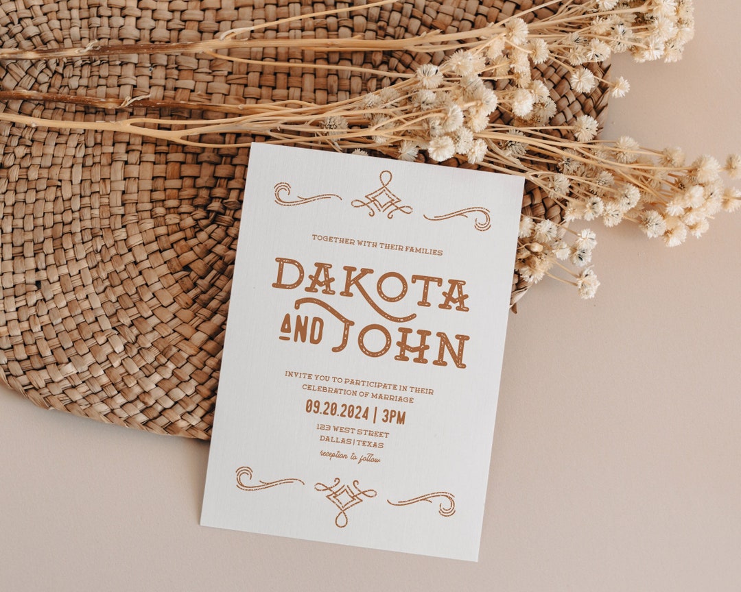 Western Wedding Invitation Template Desert Wedding Invitation Printable ...