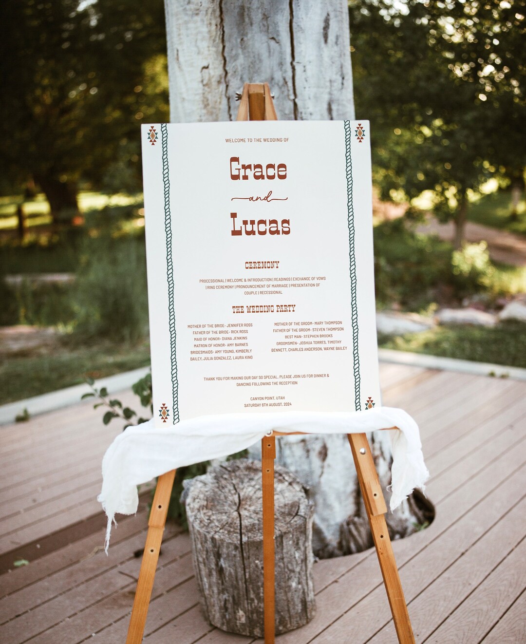 Western Wedding Ceremony Program Sign Template Wild West Wedding ...