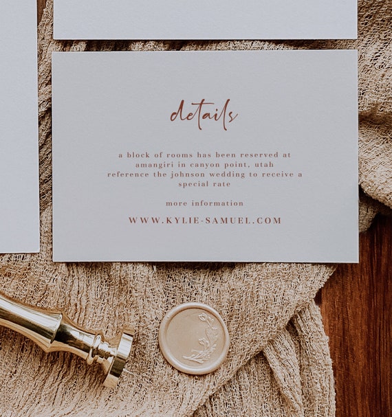 Details Card Printable Terracotta Details Card Template Mia - Etsy