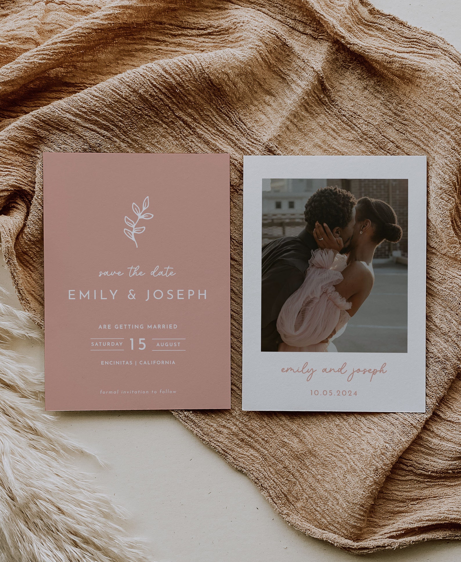 Blush Pink Save the Date Template Download Minimalist Save the - Etsy