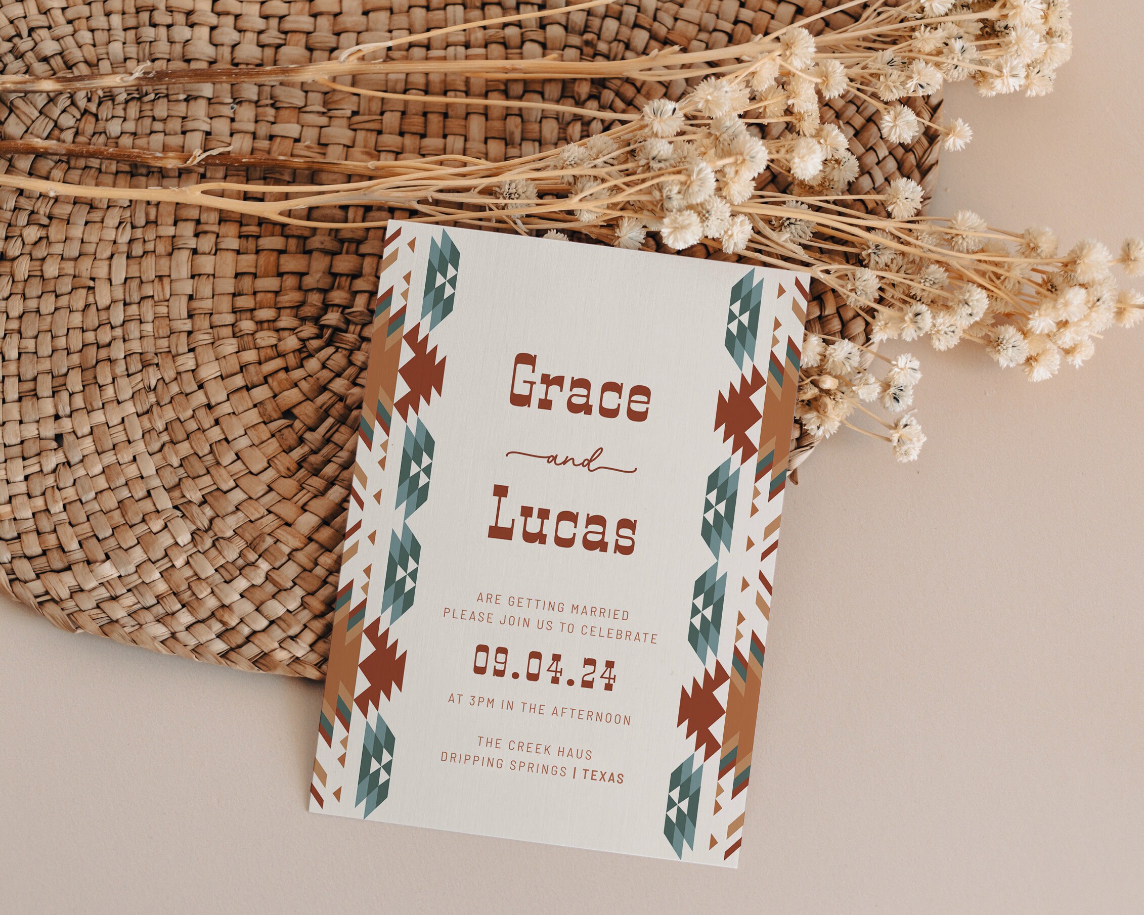 Aztec Wedding Invitation Template Southwestern Wedding - Etsy