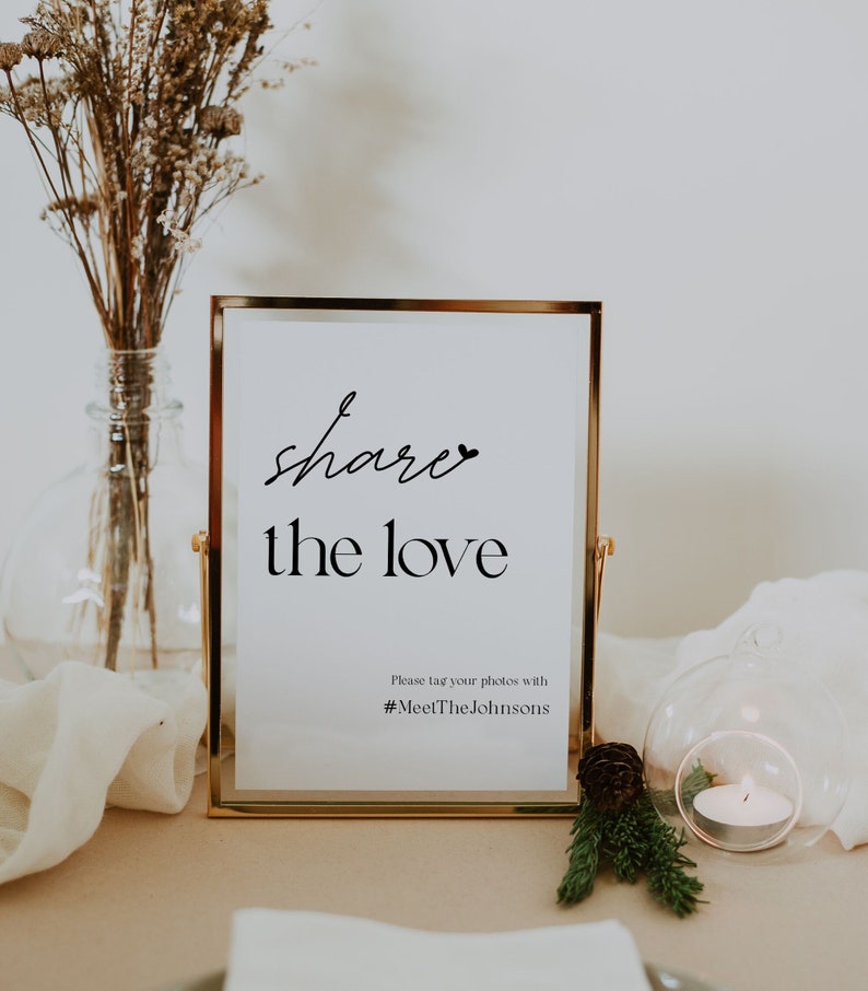Share the Love Wedding Photo Sign Template Wedding Hashtag Sign Instant ...