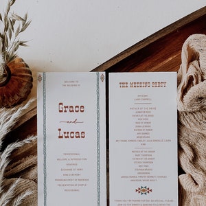 Modern Western Wedding Program Template Boho Southwestern Desert ...