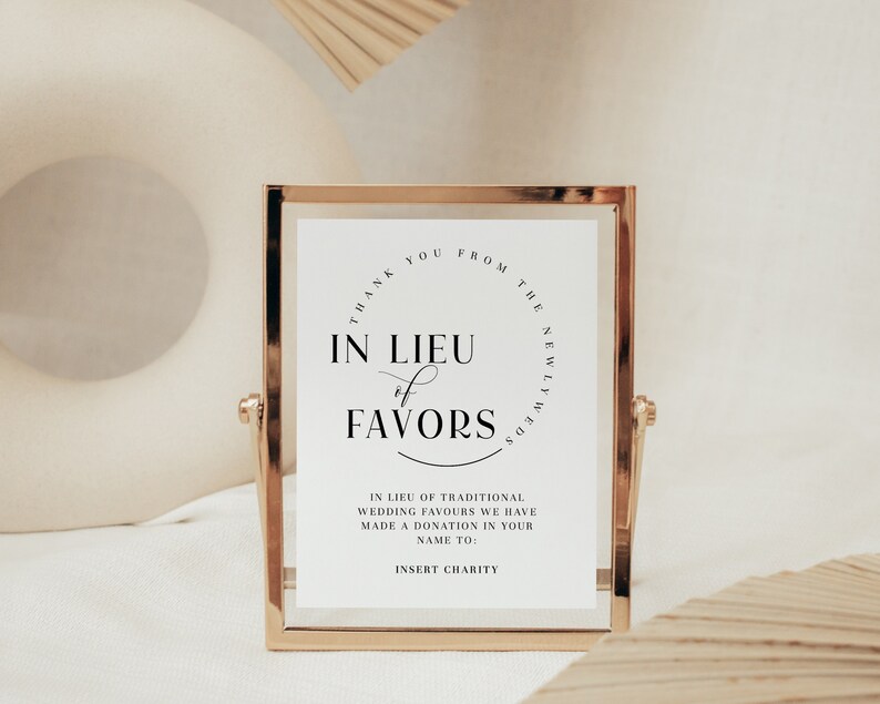 In Lieu of Favors Sign Printable Modern Wedding Charity - Etsy