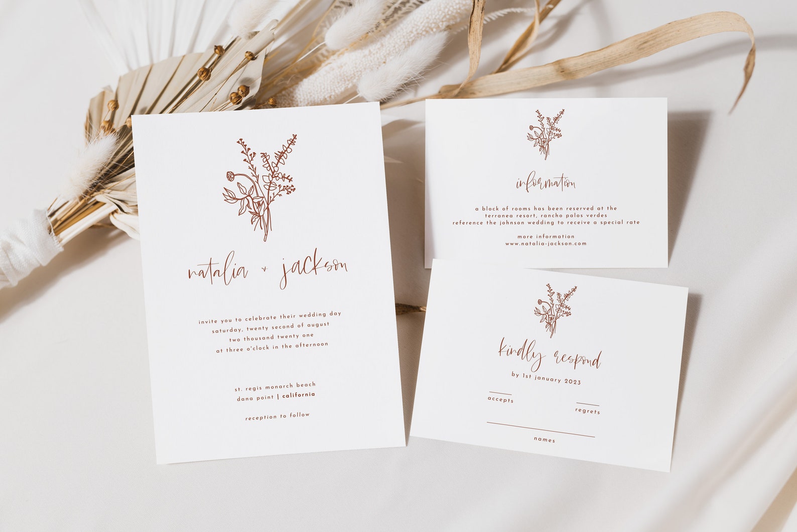 Botanical Wedding Invitation Template Download Floral Wedding - Etsy