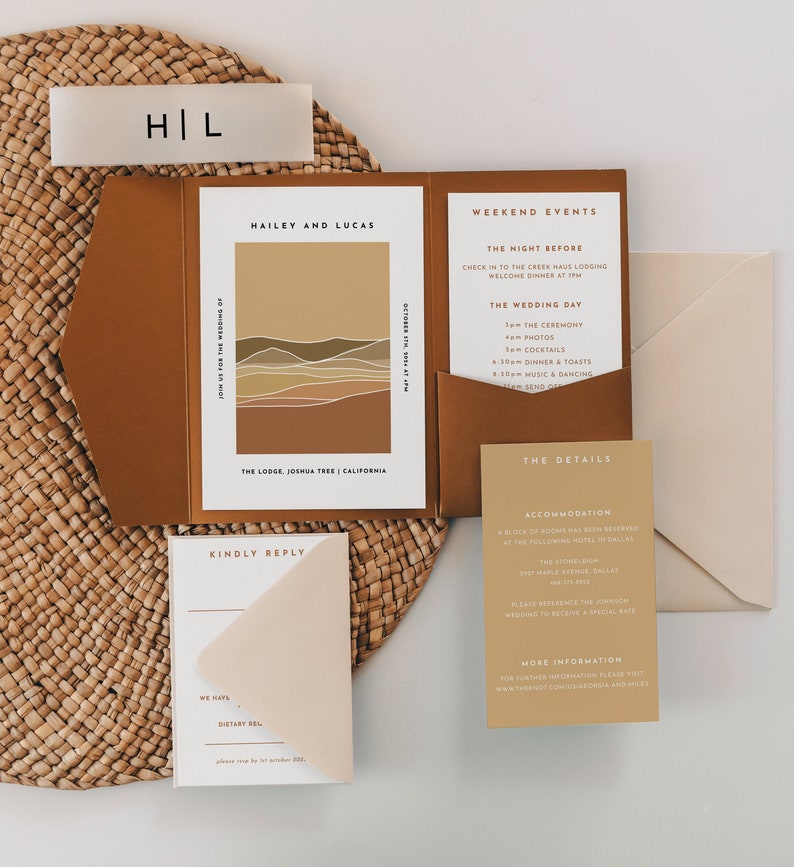 Desert Wedding Invitation Suite Modern Western Wedding - Etsy