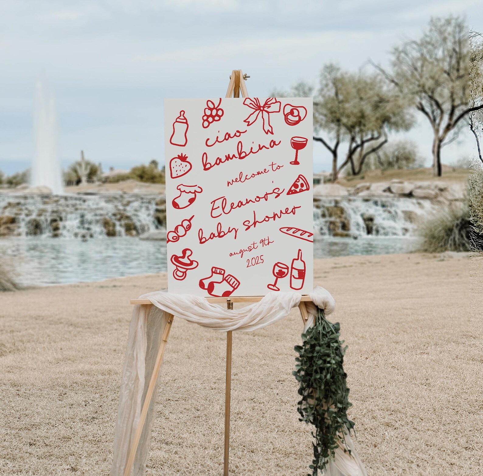 Italian Baby Shower Sign Template, Red Ciao Bambino Baby Shower Welcome ...