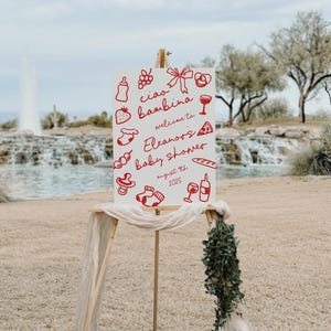 Italian Baby Shower Sign Template, Red Ciao Bambino Baby Shower Welcome ...