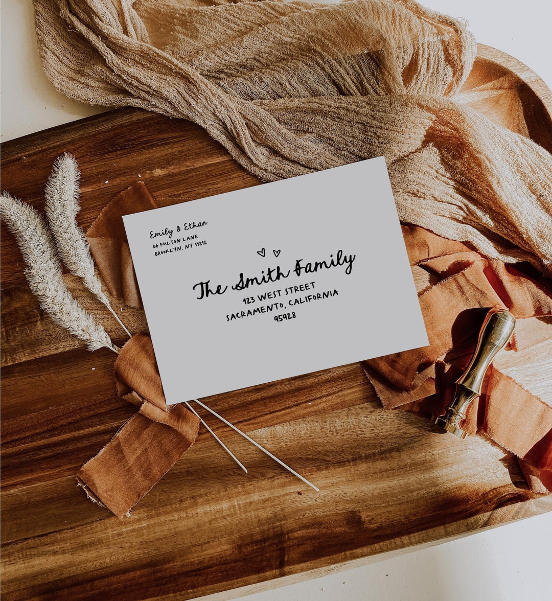 Hand Written Wedding Envelope Template Hand Drawn Wedding Envelope ...