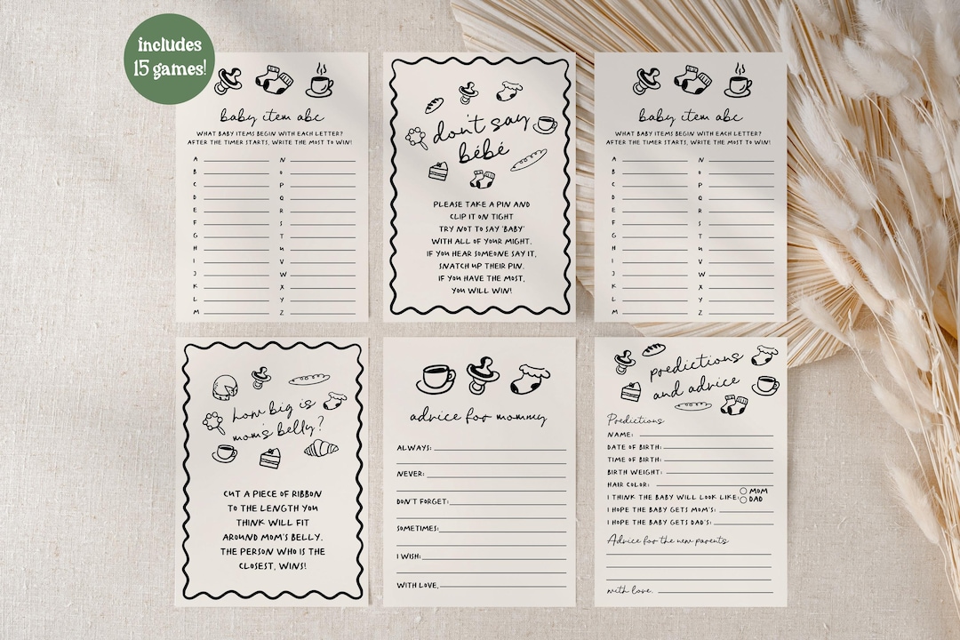 Cafe Bebe Baby Shower Games Bundle, French Cafe Baby Shower Games ...