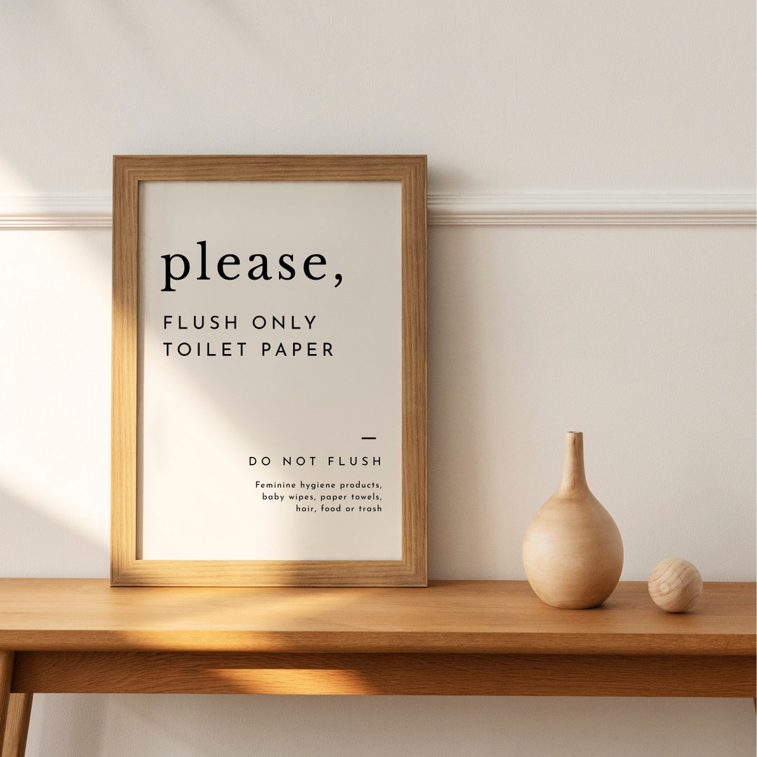Airbnb Bathroom Sign, Flush Only Toilet Paper, Septic System, Do Not Flush Sign, Vacation Rental ...