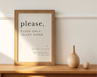 Retro Airbnb Bathroom Printable Sign for Flushing Only Toilet Paper ...