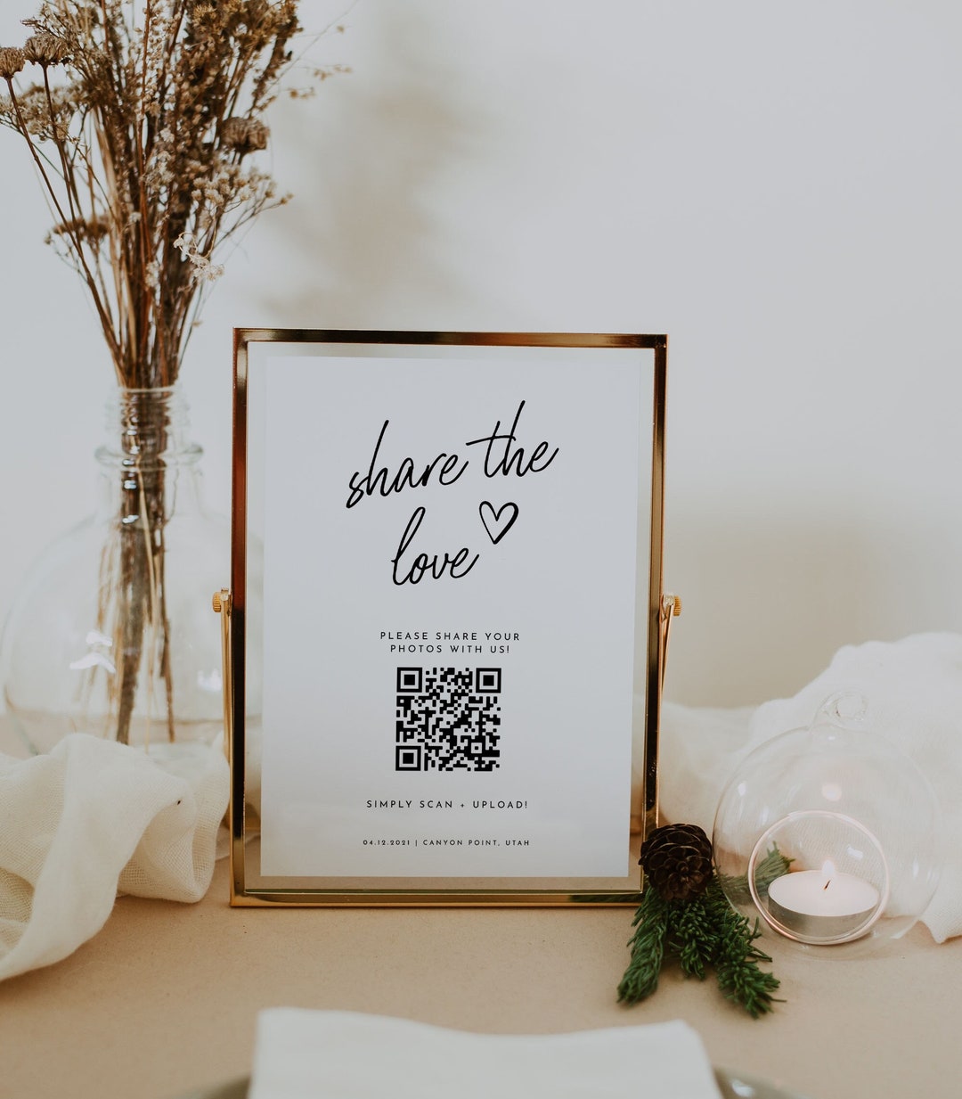 Share the Love Photo QR Code Sign Wedding Template Wedding QR Sign ...