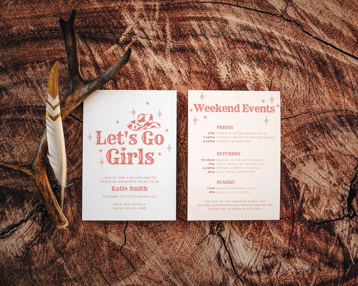 Let's Go Girls Bachelorette Invitation Template Last Rodeo - Etsy