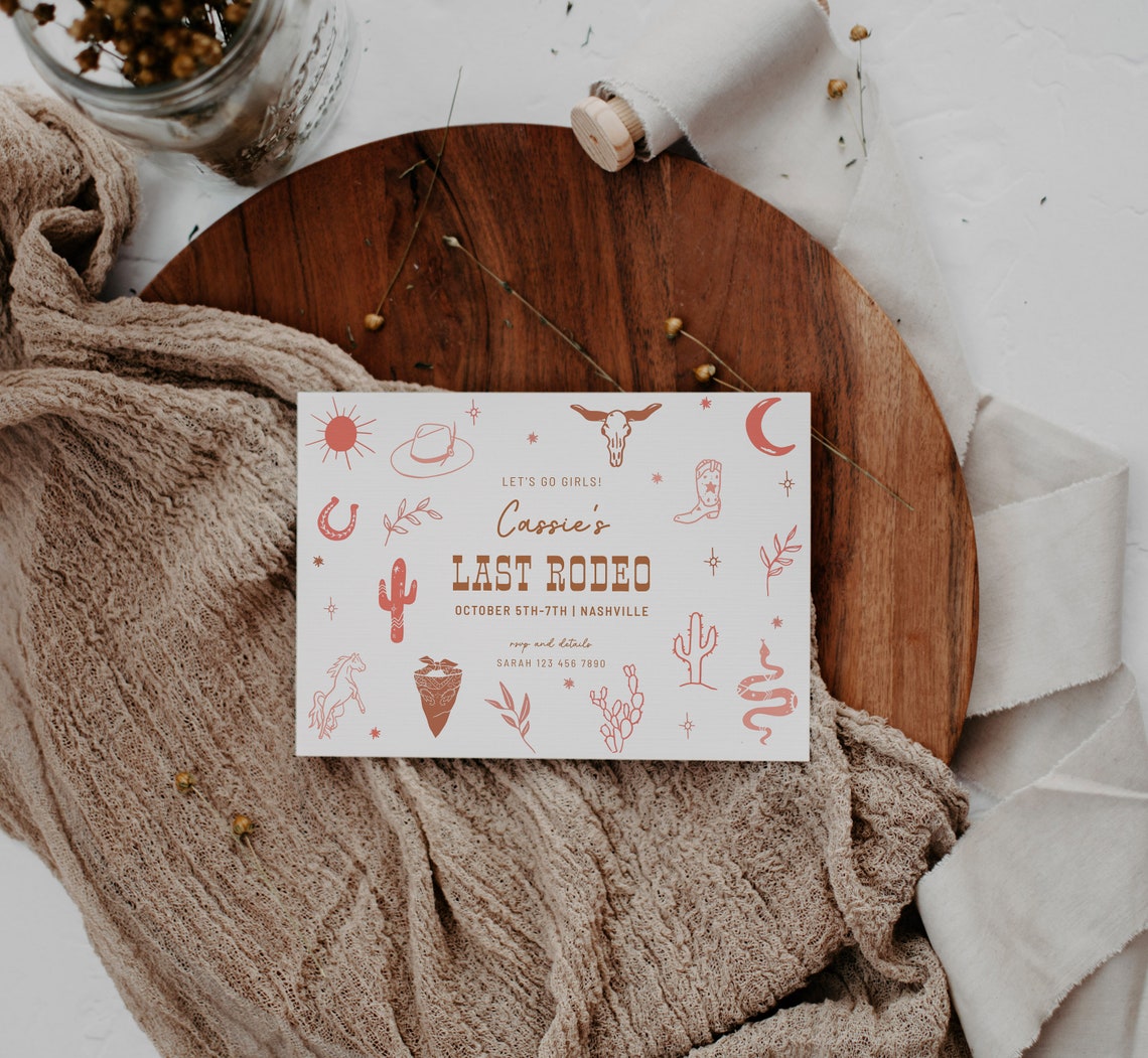 Last Rodeo Bachelorette Invitation Rodeo Bachelorette Invite Template ...