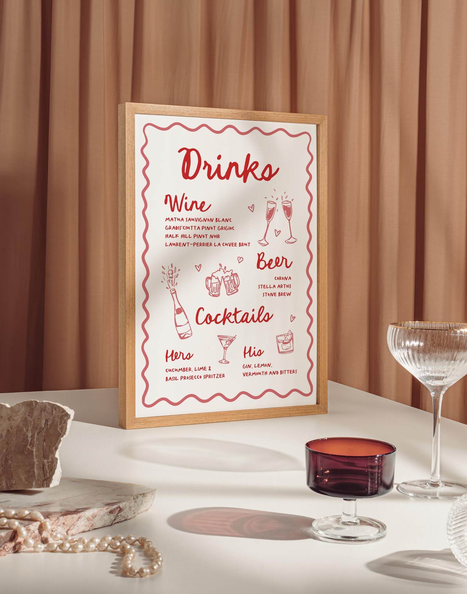 Hand Drawn Bar Sign Illustrated Squiggle Wedding Bar Sign Drinks ...