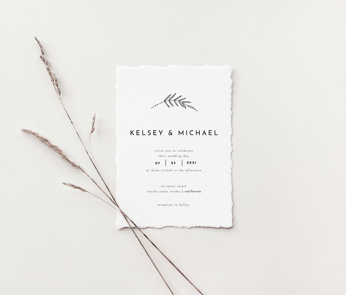 Botanical Wedding Invitation Template Download Simple Wedding - Etsy