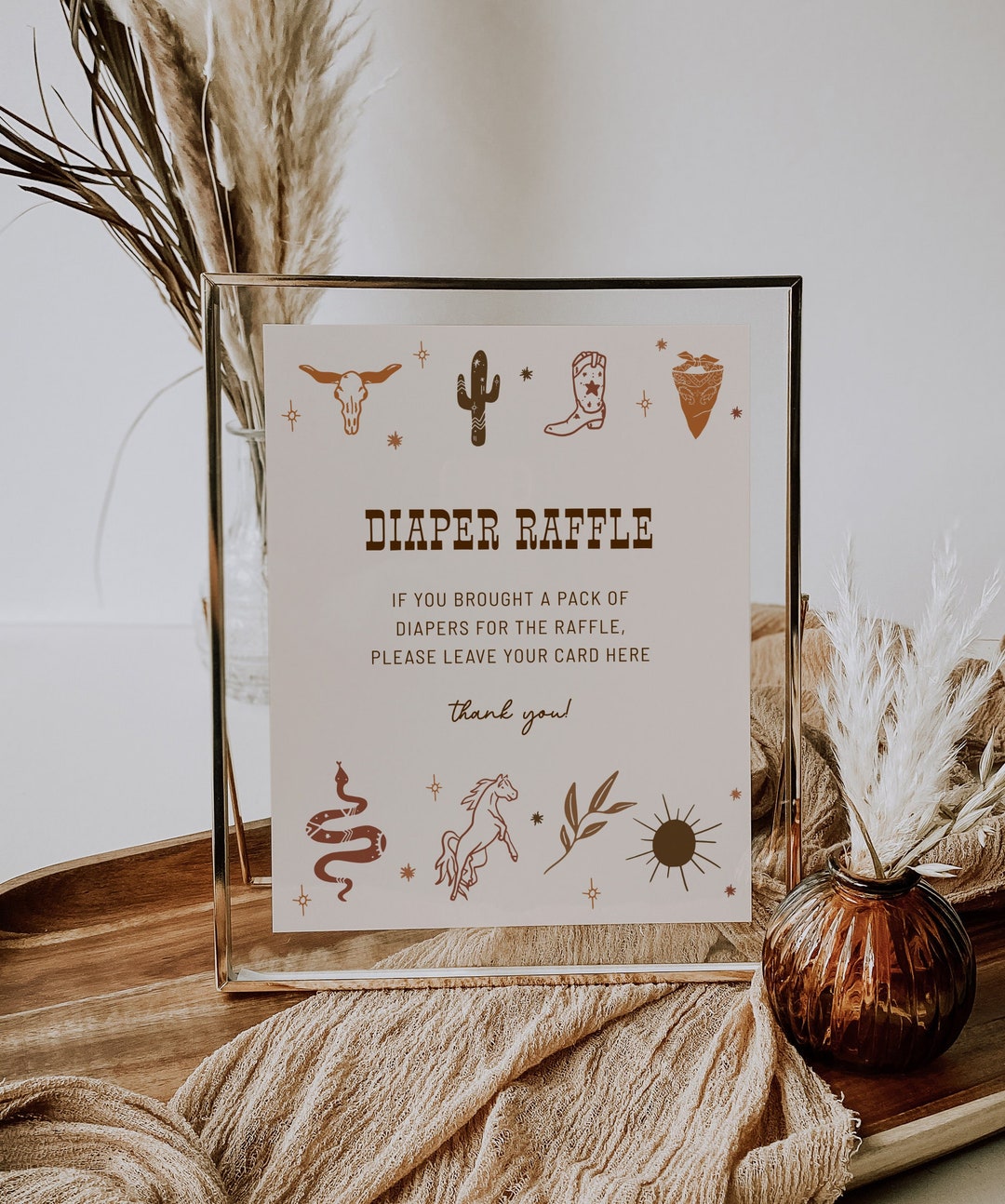 Cowboy Baby Shower Diaper Raffle Sign Template Western Baby Shower ...