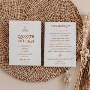 Modern Western Wedding Program Template Boho Southwestern Desert ...