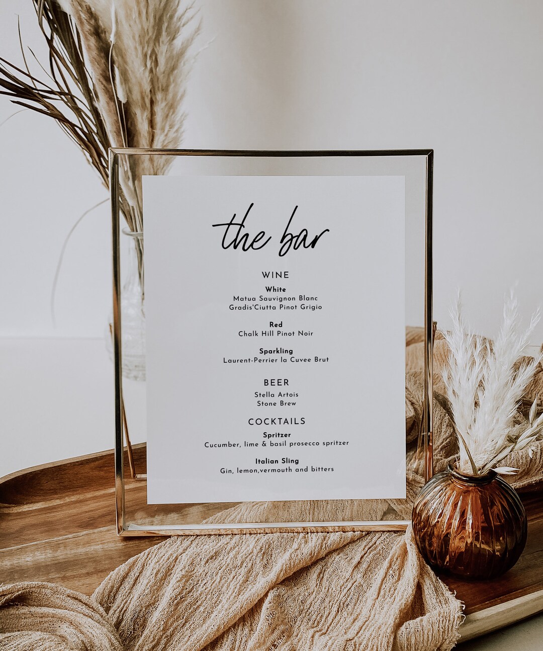 Minimalist Bar Menu Sign Template Modern Wedding Bar Menu Template 8x10 ...