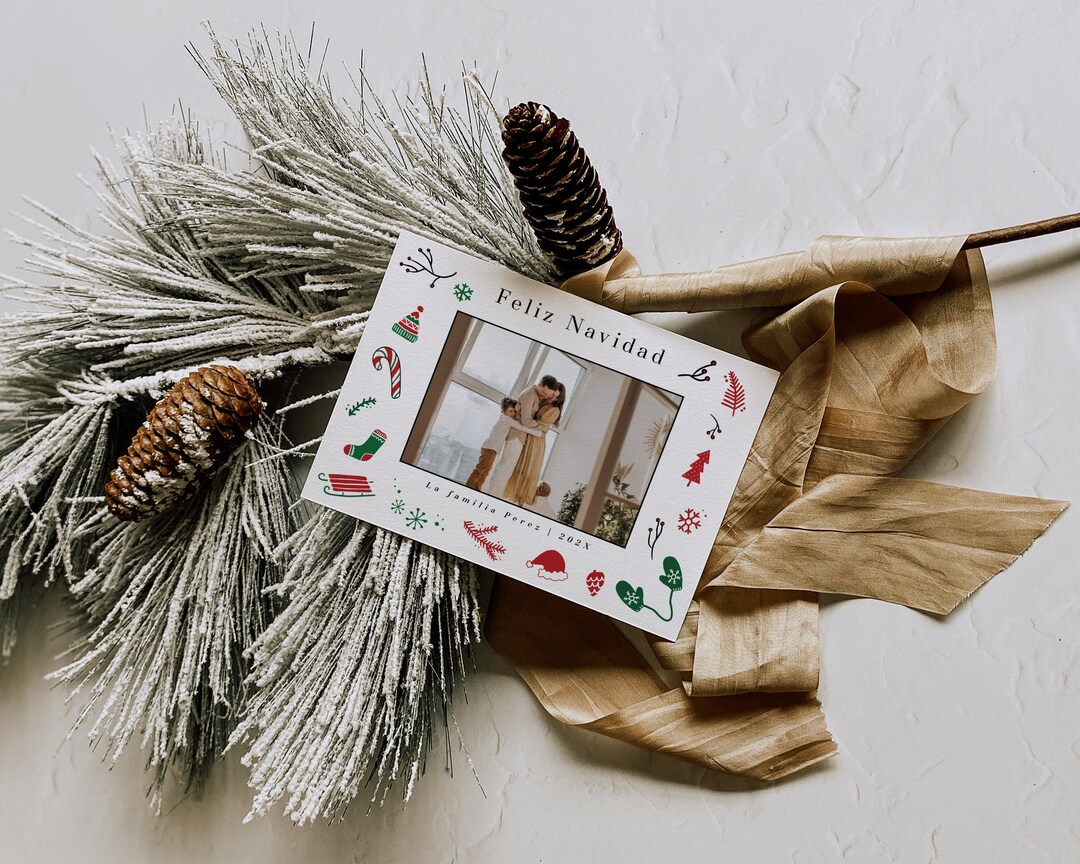 Feliz Navidad Card Template Spanish Christmas Card Template Minimalist ...