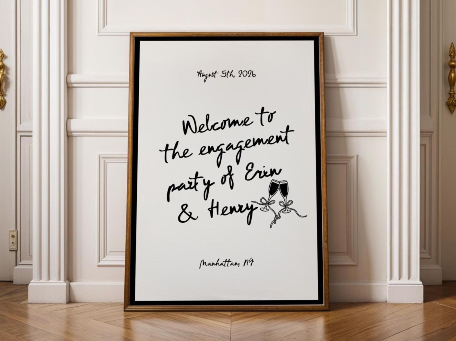 Old Money Engagement Welcome Sign Template, Printable Modern Elegant ...