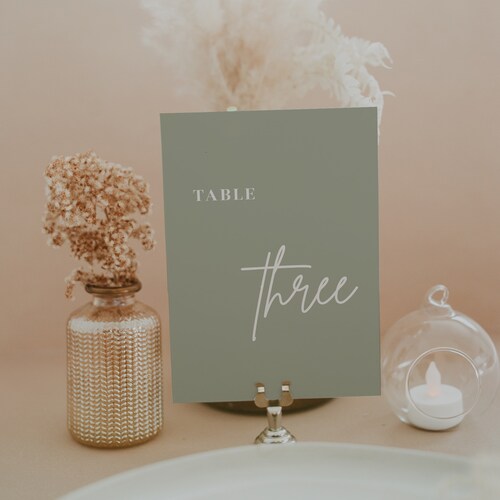 Sage Green Table Numbers Template Wedding Sign Olive Green - Etsy