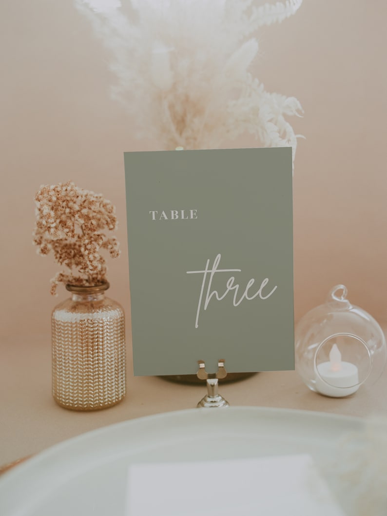 Sage Green Table Numbers Template Wedding Sign Olive Green - Etsy