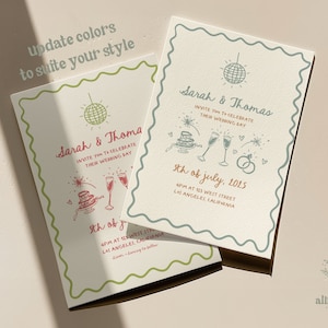 Hand Drawn Wedding Invitation Illustrated Squiggle Wedding Invite Hand ...