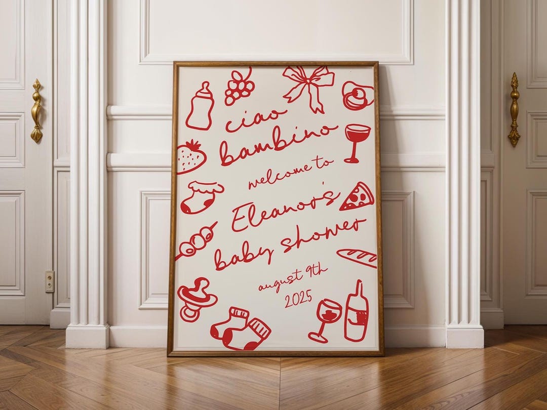 Italian Baby Shower Sign Template, Red Ciao Bambino Baby Shower Welcome ...