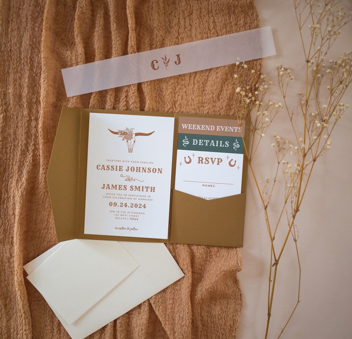 Modern Western Wedding Invitation Suite Wedding Invitation Set - Etsy