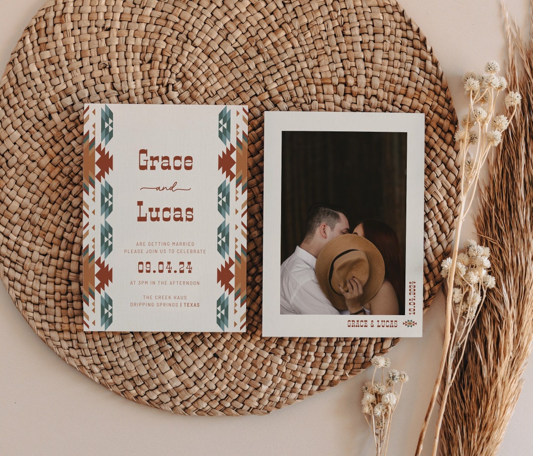 Aztec Wedding Invitation Template Southwestern Wedding Invitation Boho ...