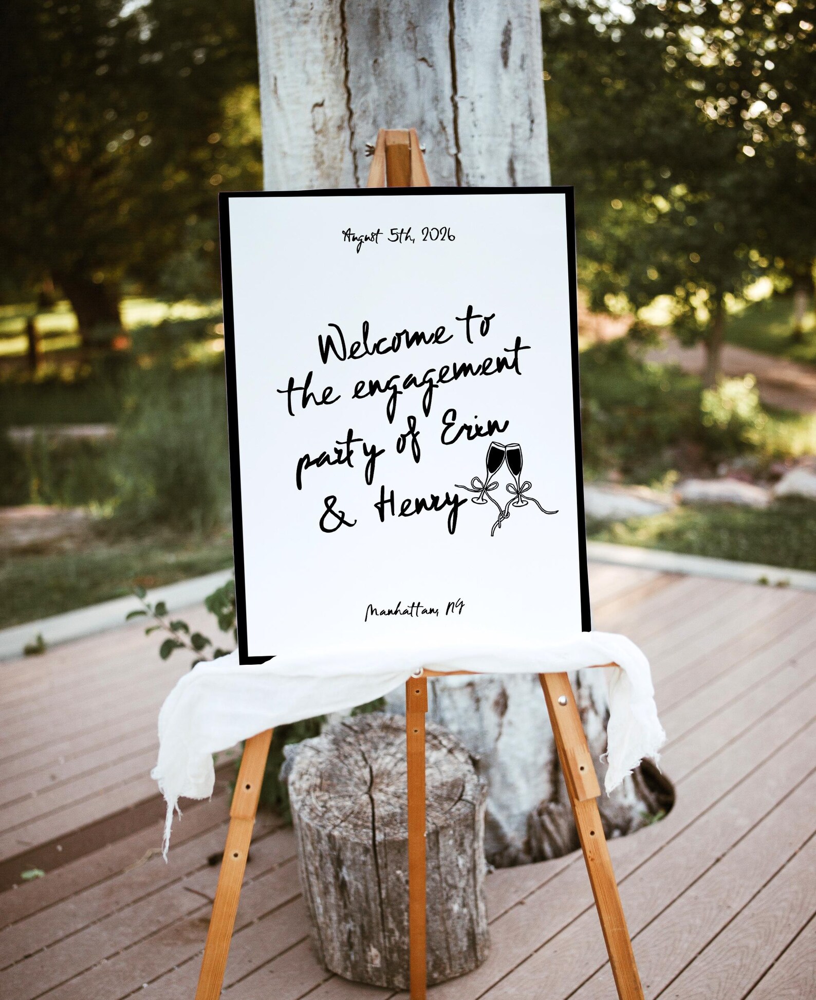 Old Money Engagement Welcome Sign Template, Printable Modern Elegant ...