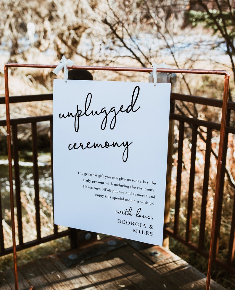 Unplugged Ceremony Sign Template Unplugged Ceremony Wedding Sign ...