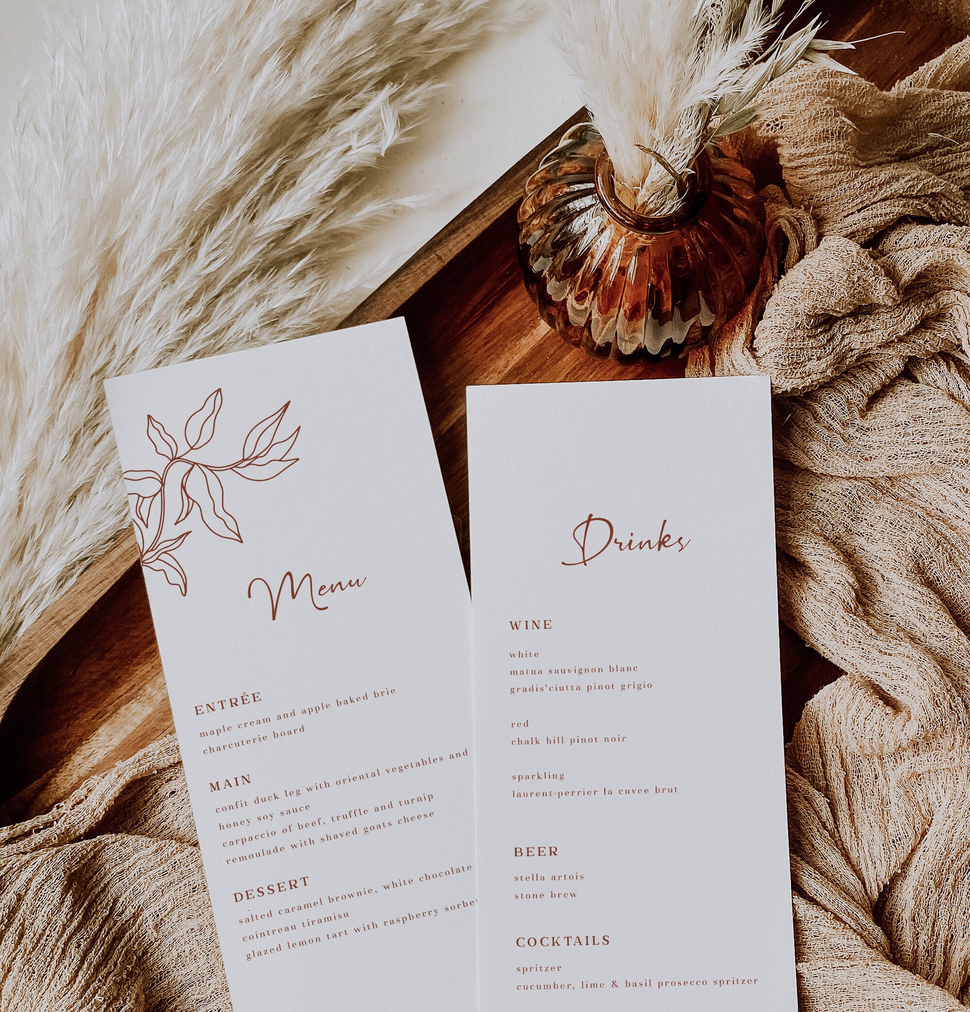 Boho Wedding Menu Template Desert Wedding Menu Terracotta | Etsy