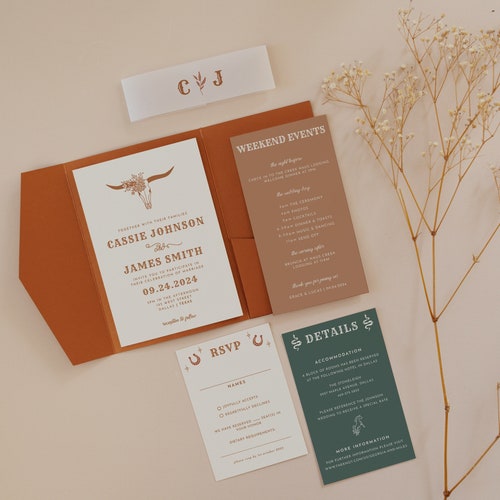 Western Wedding Invitation Suite Ranch Wedding Invitation - Etsy