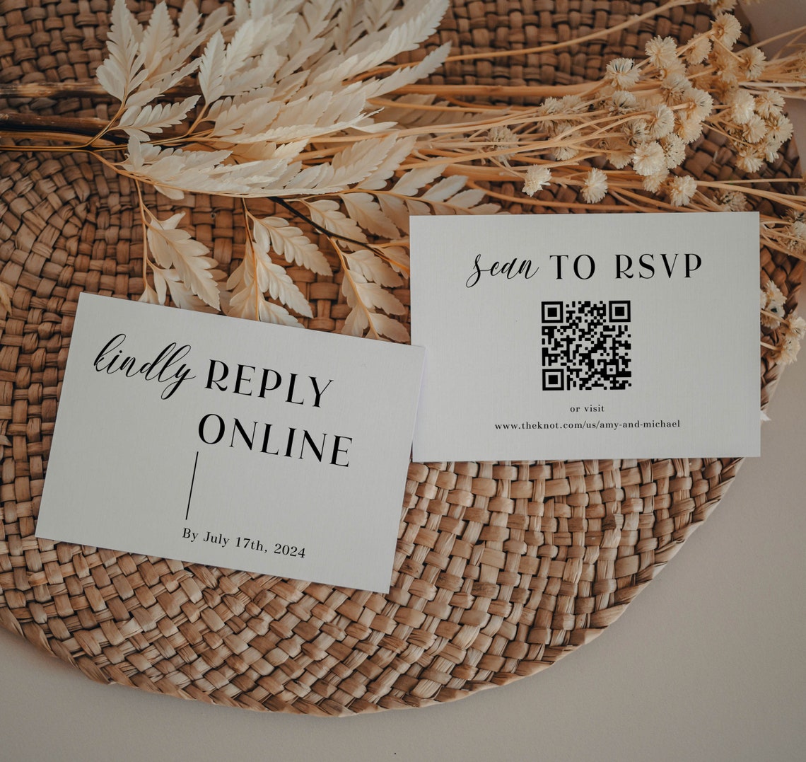 RSVP QR Code Template Wedding Website Card RSVP Card Template - Etsy