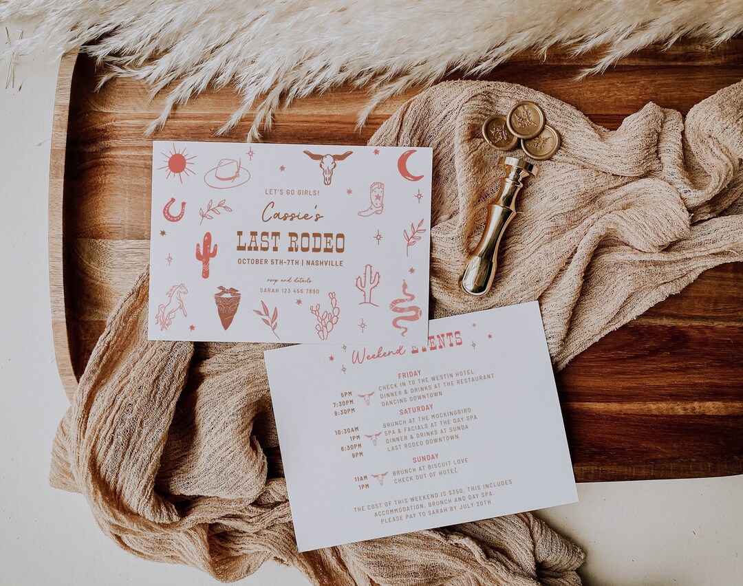 Last Rodeo Bachelorette Invitation Rodeo Bachelorette Invite Template ...