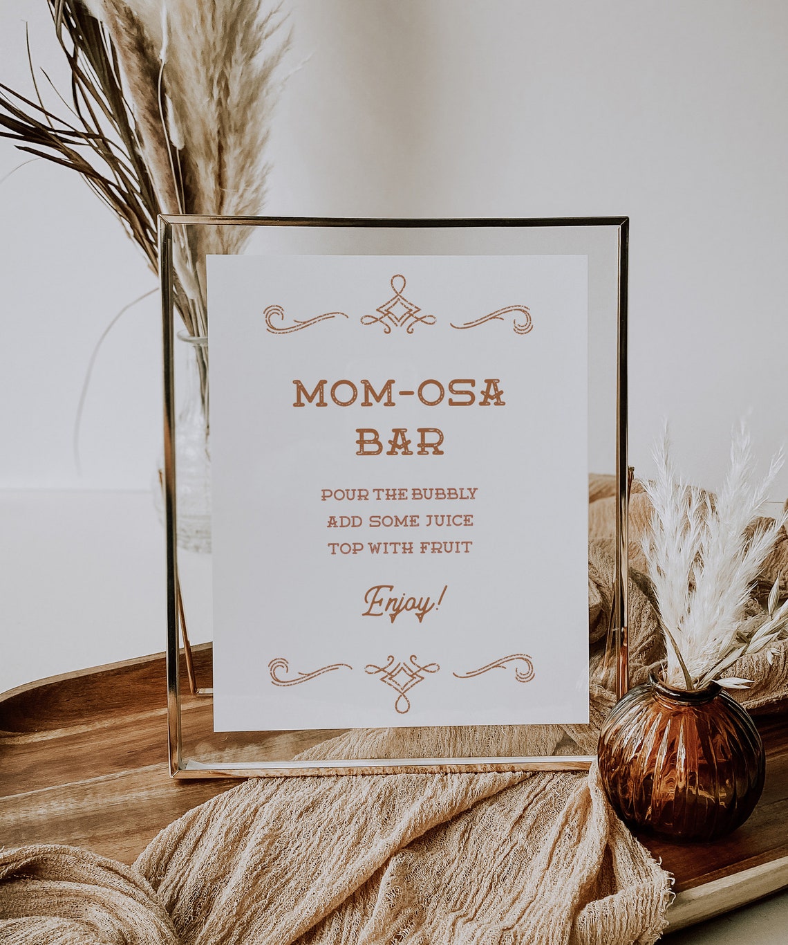 Wild West Baby Shower Mom-osa Bar Sign Boho Western Baby Shower Sign ...