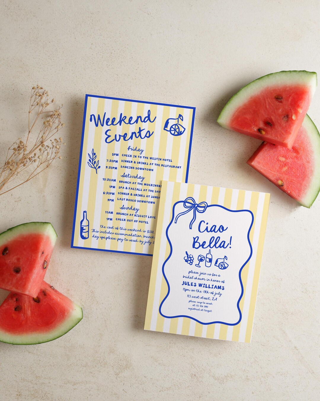 Ciao Bella Bridal Shower Invitation Template, Italian Amalfi Coast ...