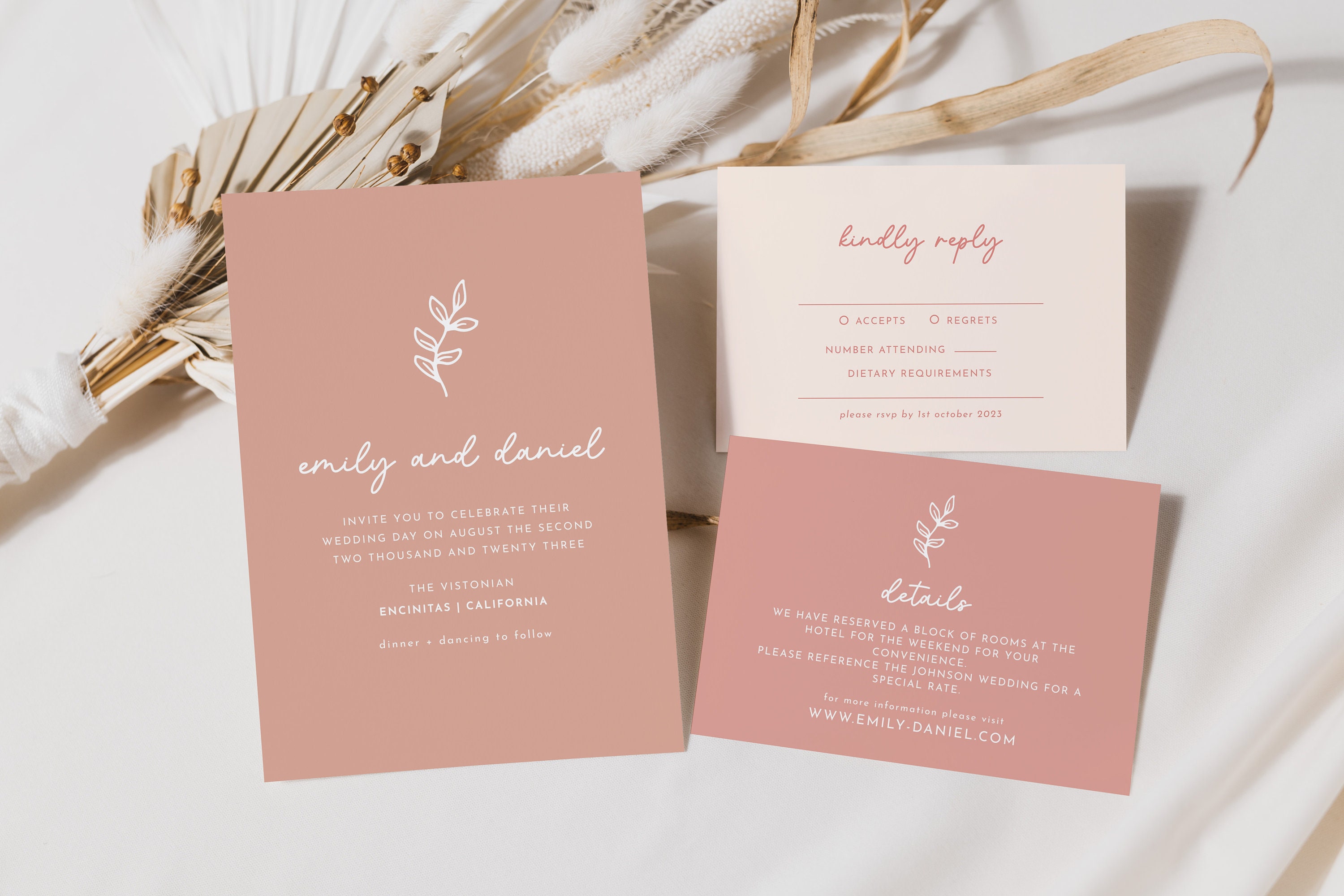 Blush Pink Wedding Invitation Suite Template DIY Pink Blush - Etsy