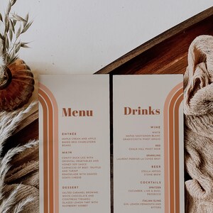 Retro Wedding Menu Template 60s 70s Wedding Menu Burnt Orange Wedding ...