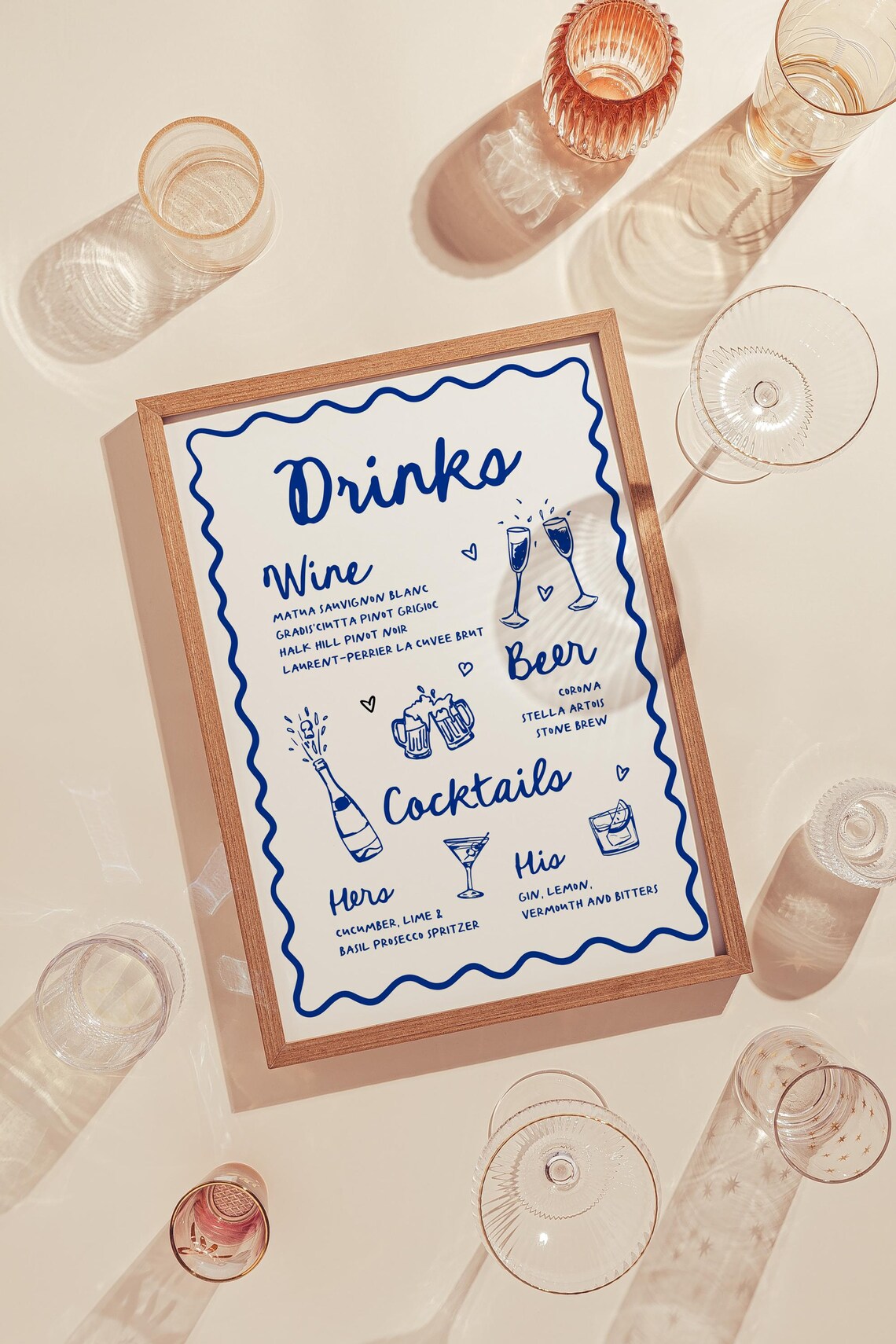 Hand Drawn Bar Sign Illustrated Squiggle Wedding Bar Sign Drinks ...