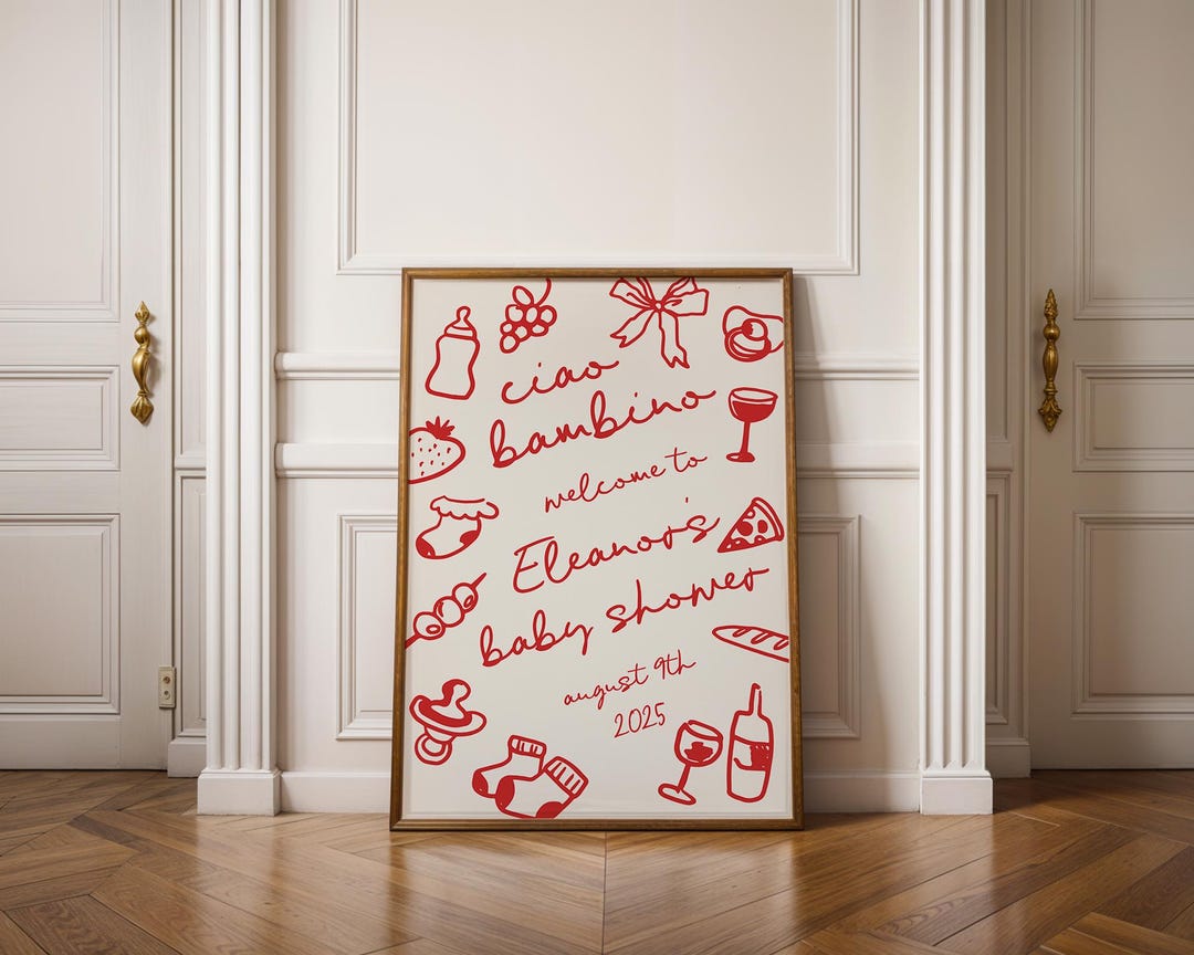 Italian Baby Shower Sign Template, Red Ciao Bambino Baby Shower Welcome ...