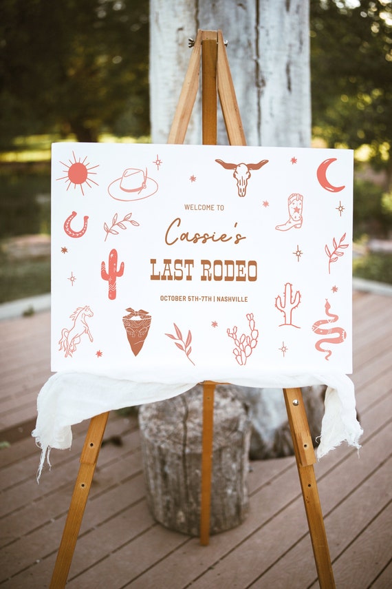 Last Rodeo Bachelorette Sign Template Pink Cowgirl - Etsy