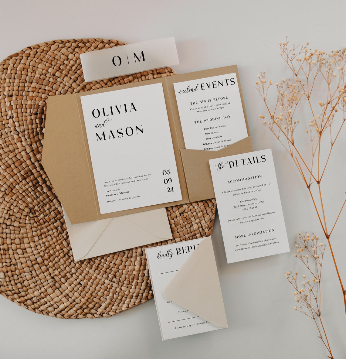 Modern Wedding Invitation Template Pocket Envelope Wedding - Etsy