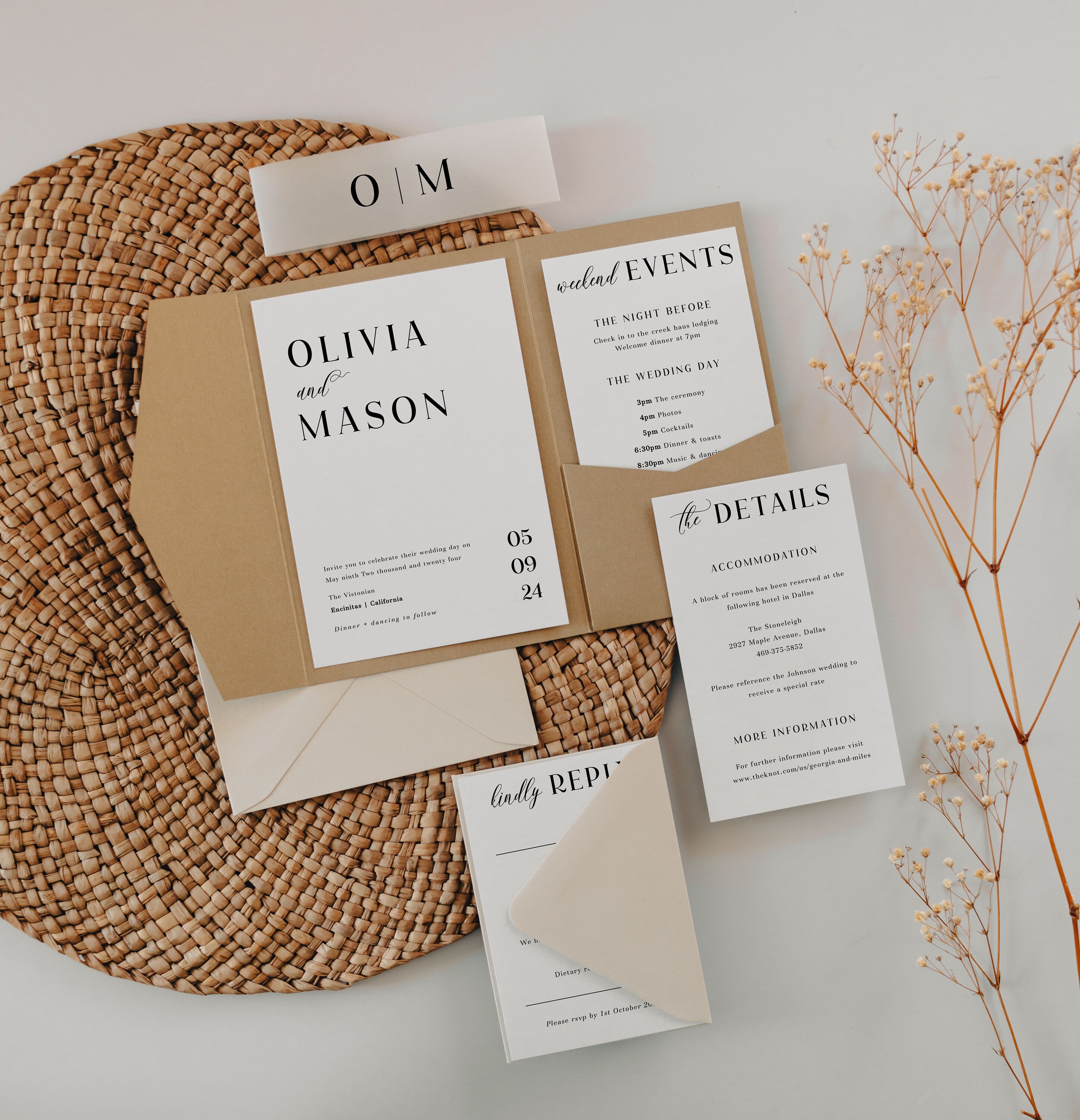 Modern Wedding Invitation Template Pocket Envelope Wedding - Etsy