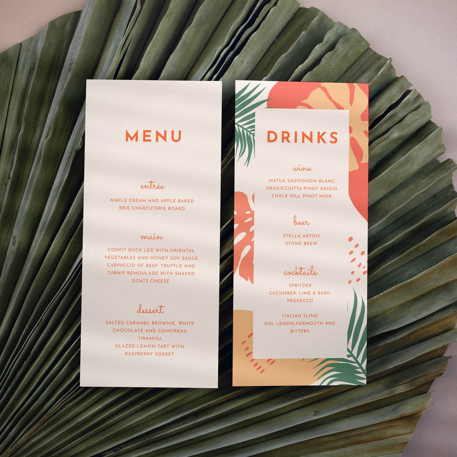 Modern Tropical Wedding Menu Template Boho Beach Wedding Menu - Etsy