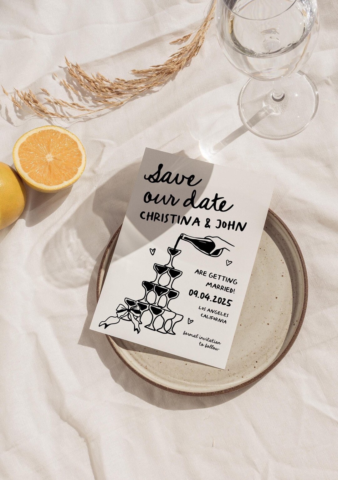 Hand Drawn Save the Date Invitation Template Whimsical Wedding Save Our ...