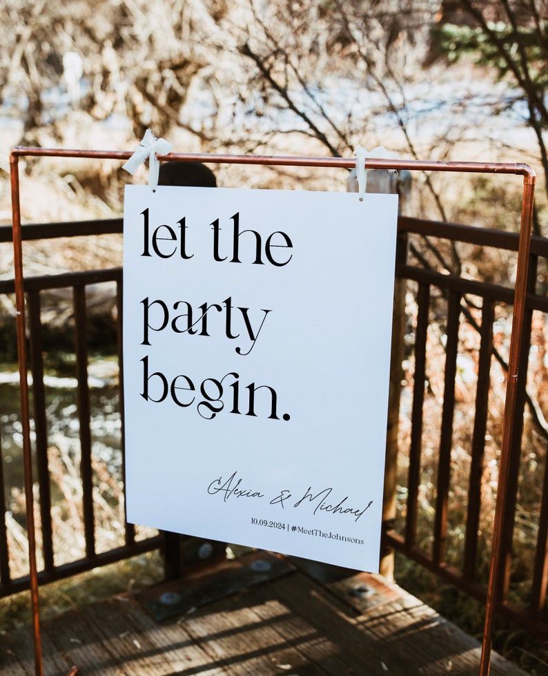 Let the Party Begin Sign Template Download Fun Wedding Welcome - Etsy